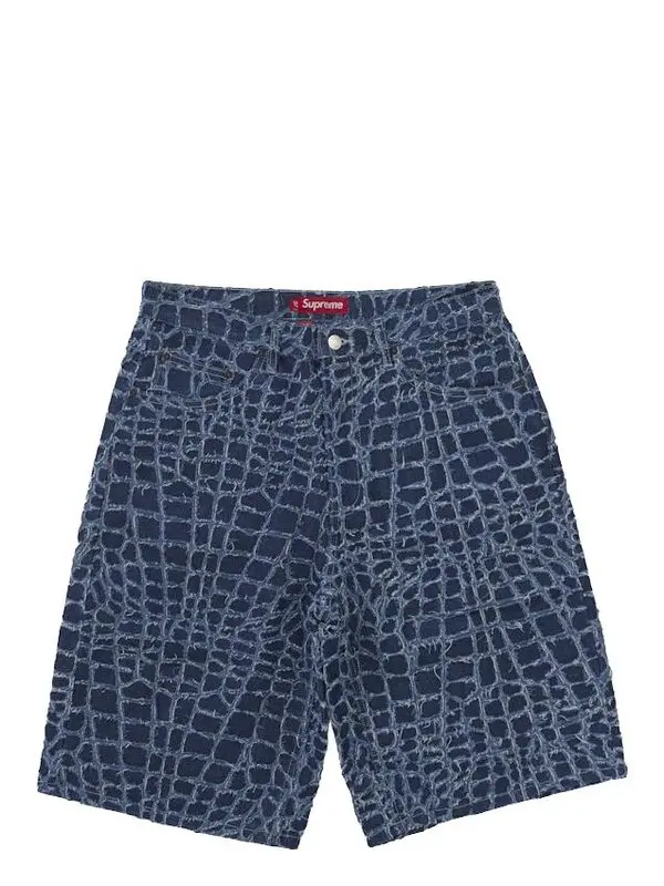 Supreme Frayed Croc Baggy Denim Short - Indigo