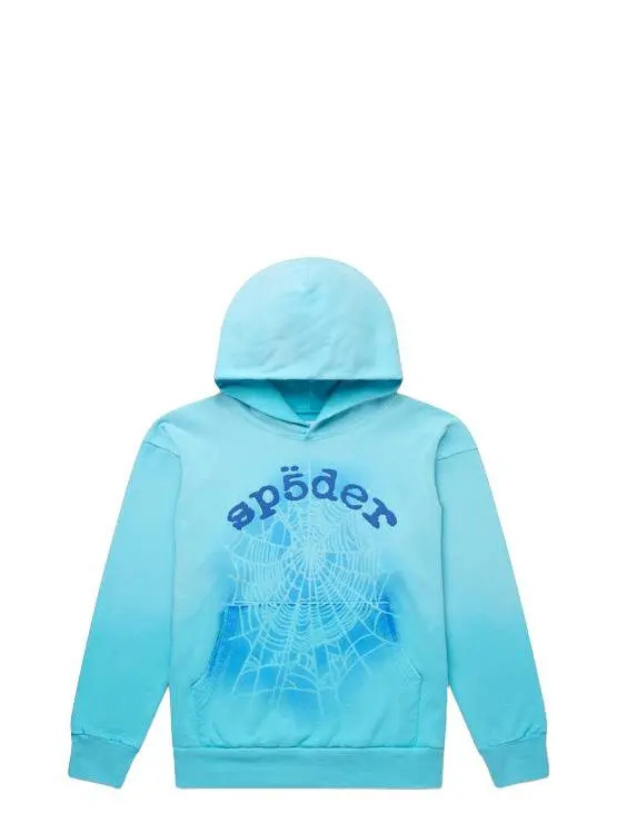 SP5DER Og Web V2 Spray Hoodie - Light Blue