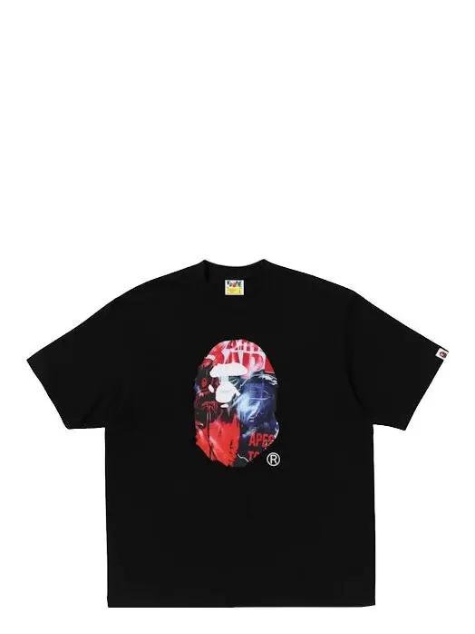A BATHING APE Photo Print Ape Head Relaxed Fit Tee Shirt - Black