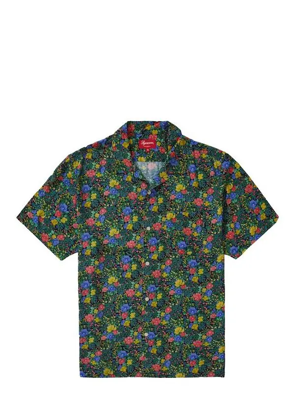 Supreme Mini Floral Rayon Short Sleeve Shirt - Black