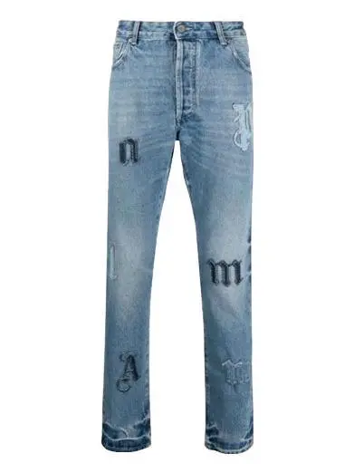 Palm Angels Logo-patch Straight Leg Jeans - Blue