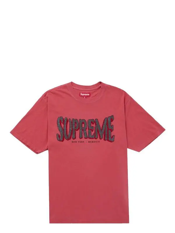 Supreme Flocked Washed Short Sleeve Top - Red