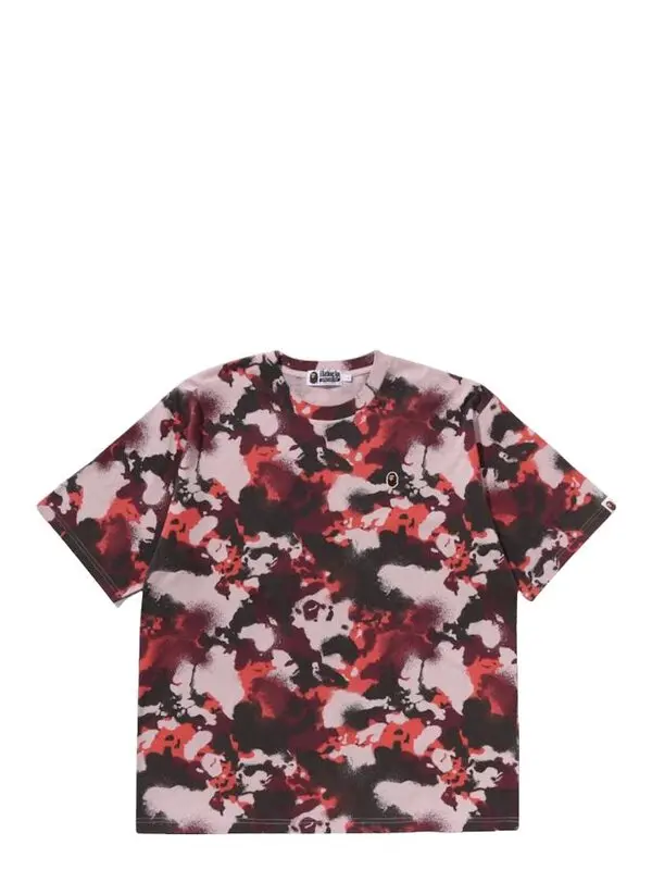 A BATHING APE Map Camo Ape Head One Point Relaxed Fit Tee Shirt - Red