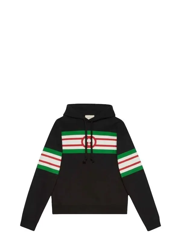 Gucci Interlocking G Print Hoodie - Black/green
