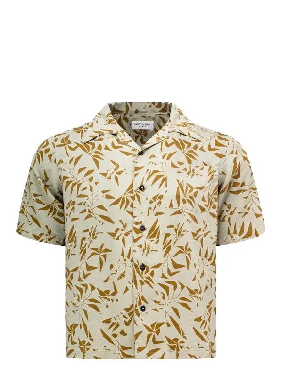 Saint Laurent Allover Print Hawaiian Shirt - Sand/khaki