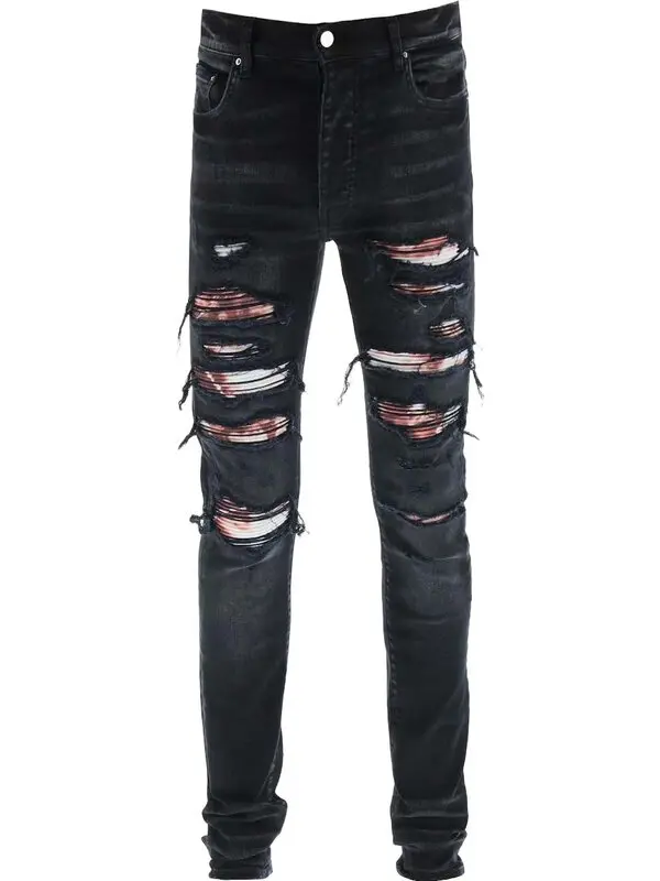 Amiri Slim Cut Jeans With Logo Patch - Black