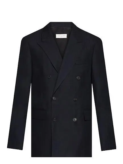Dries Van Noten Double Breasted Jacket - Navy Blue