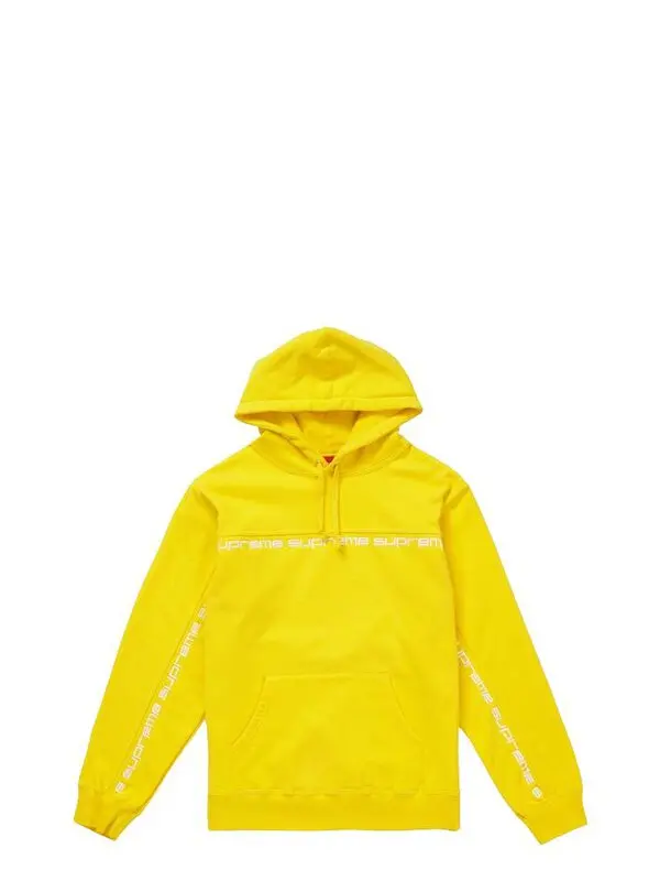 Supreme Text Stripe Hooded Sweatshirt - Yellow