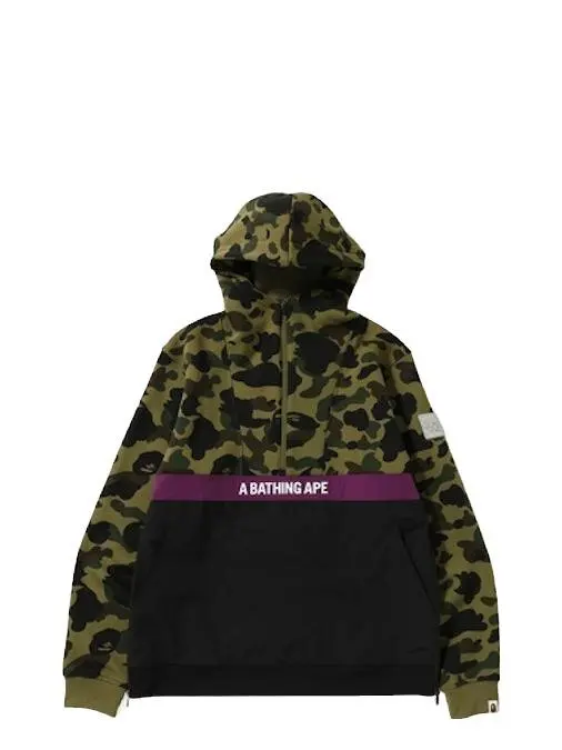 BAPE 1st Camo Half Zip Pullover Hoodie - Green
