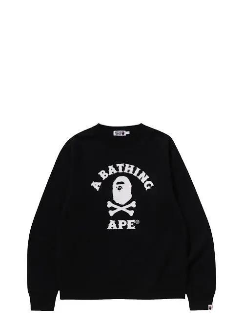 BAPE Ape Crossbone College Crewneck Sweatshirt - Black