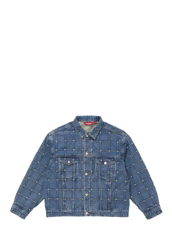 Supreme Studded Seam Denim Trucker Jacket - Blue