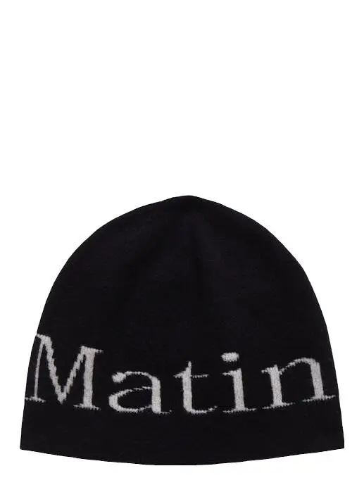 MATIN KIM Logo Jacquard Short Beanie - Black