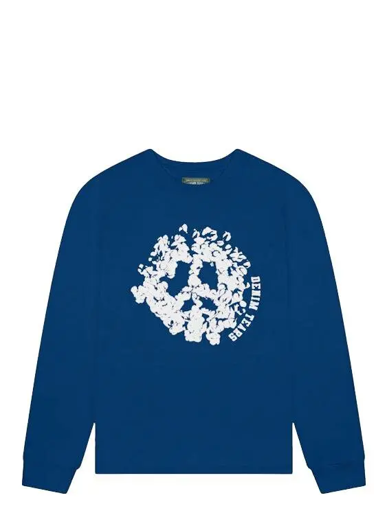 DENIM TEARS Peace Wreath Long Sleeve Tee Shirt - Navy Blue