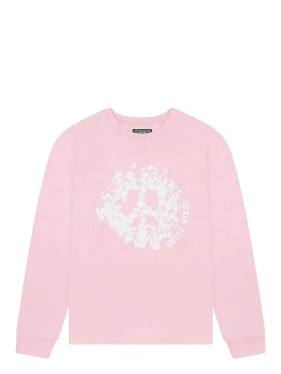 DENIM TEARS Peace Wreath Long Sleeve Tee Shirt - Pink