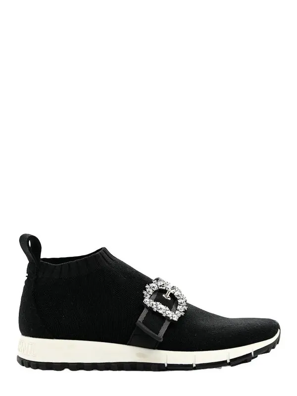 JIMMY CHOO Knit Crystal Oakland Sneakers - Black
