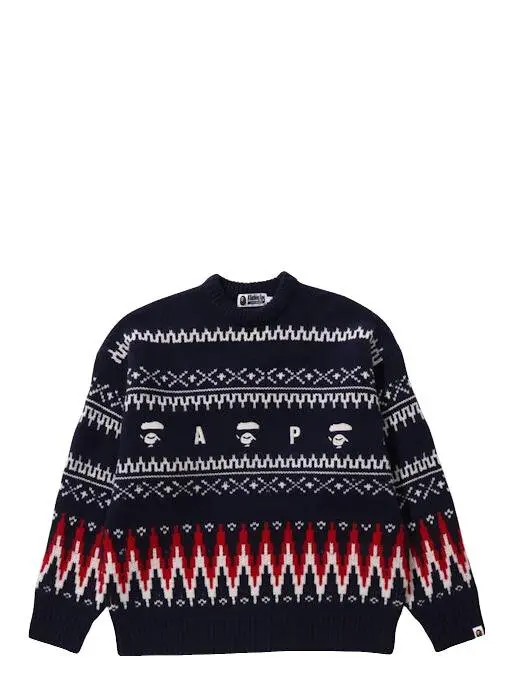 BAPE Snowflake Knit Sweater - Navy Blue