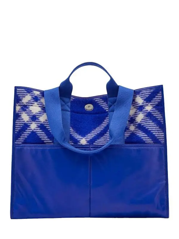 Burberry Check Pattern Shopper Tote Bag - Blue