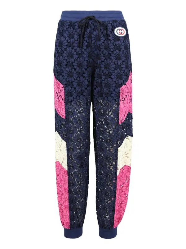 Gucci Floral Lace Track Pants - Ink