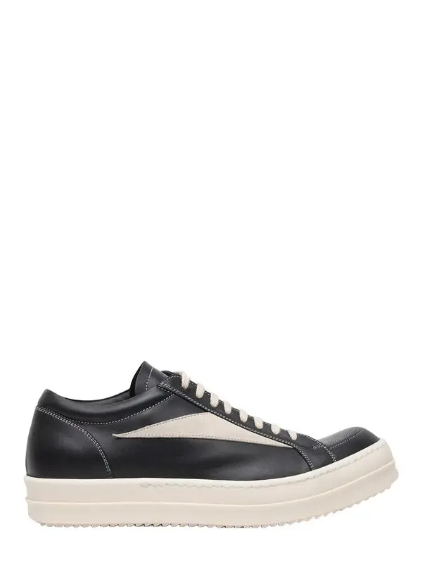 Rick Owens Vintage Low Leather Sneakers - Black/milk