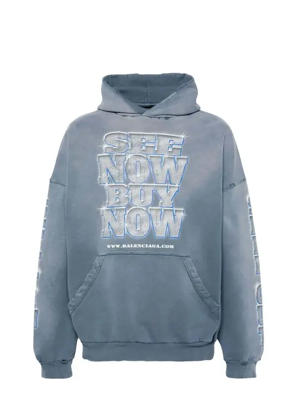 Balenciaga Large Fit Hoodie - Washed Blue
