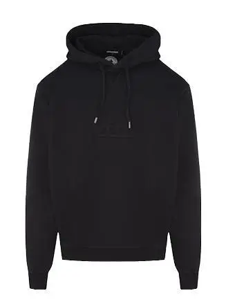 Dsquared2 Cool Fit Embossed Maple Leaf Logo Hoodie - Black