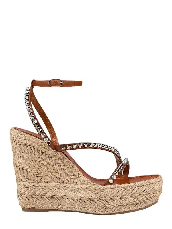 CHRISTIAN LOUBOUTIN Mafaldina Zeppa 120 Braided Wedge Sandals - Cuoio/sv/naturel