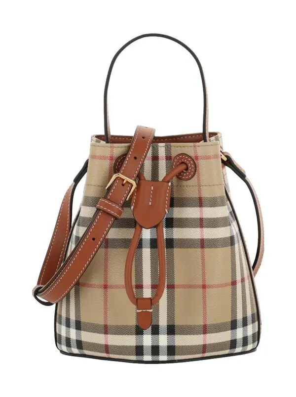 Burberry Mini Tb Bucket Bag - Vintage Check Briar Brown