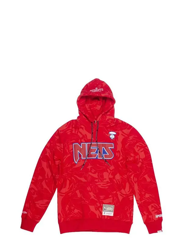 BAPE Aape X Mitchell & Ness New Jersey Nets Hoodie - Red