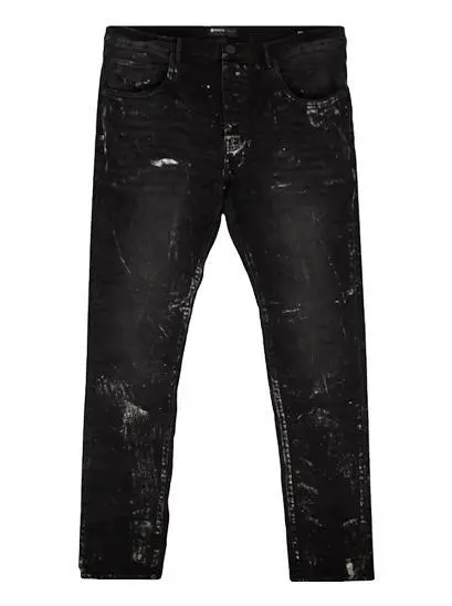 PURPLE BRAND Black Wash Jeans With Metallic Detailing - Metallic Silver