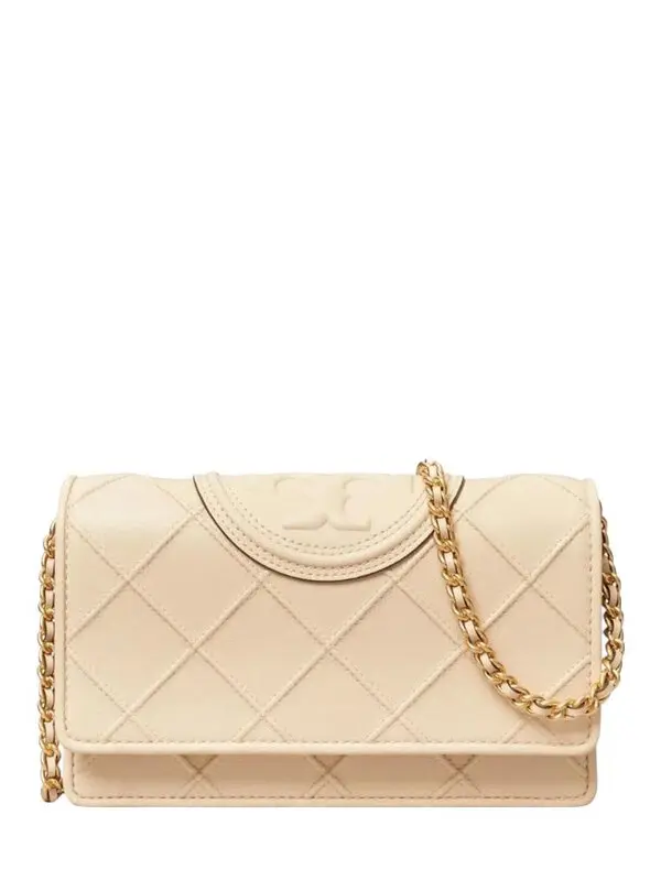 Tory Burch Fleming Quilted Leather Chain Wallet - New Cream