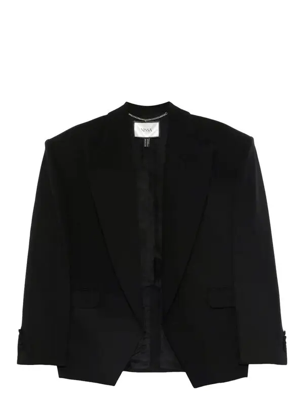 NISSA Oversized Blazer With Shoulder Pads - Black