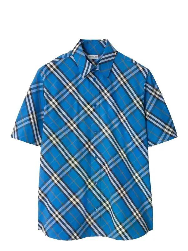 Burberry Check Cotton Shirt - Blue