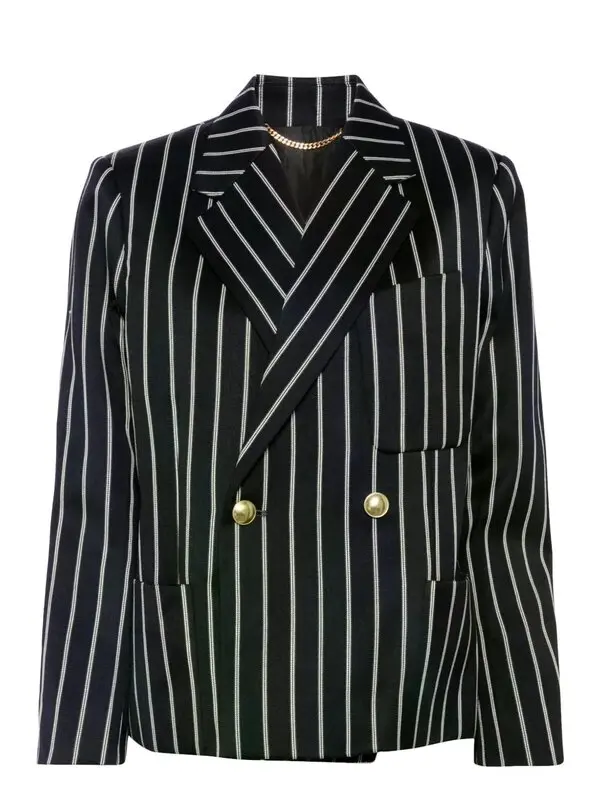 Victoria Beckham Cropped Double-breasted Jacket - Blue