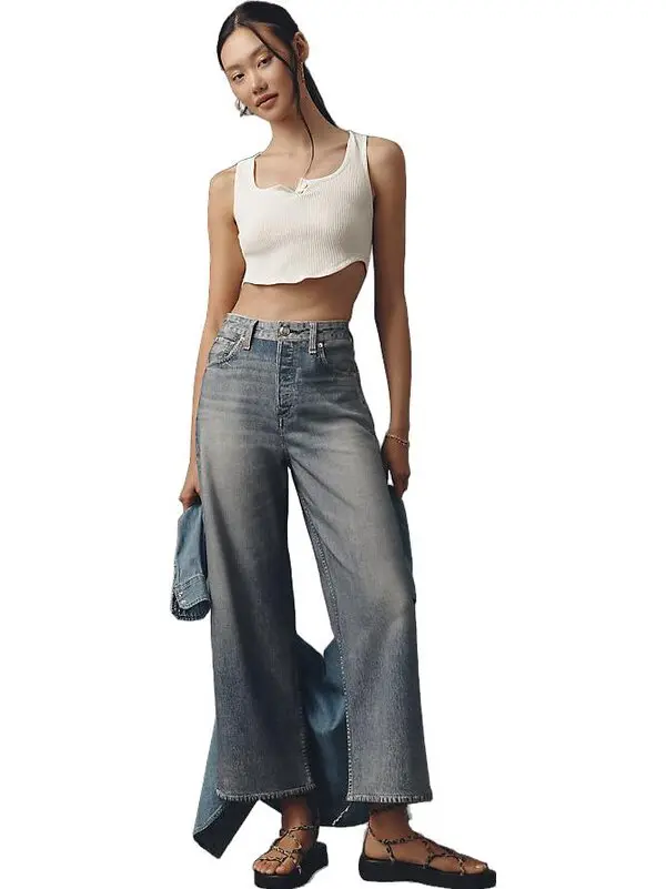 Rag & Bone Miramar Andi High-rise Crop Wide-leg Jeans - Medium Denim