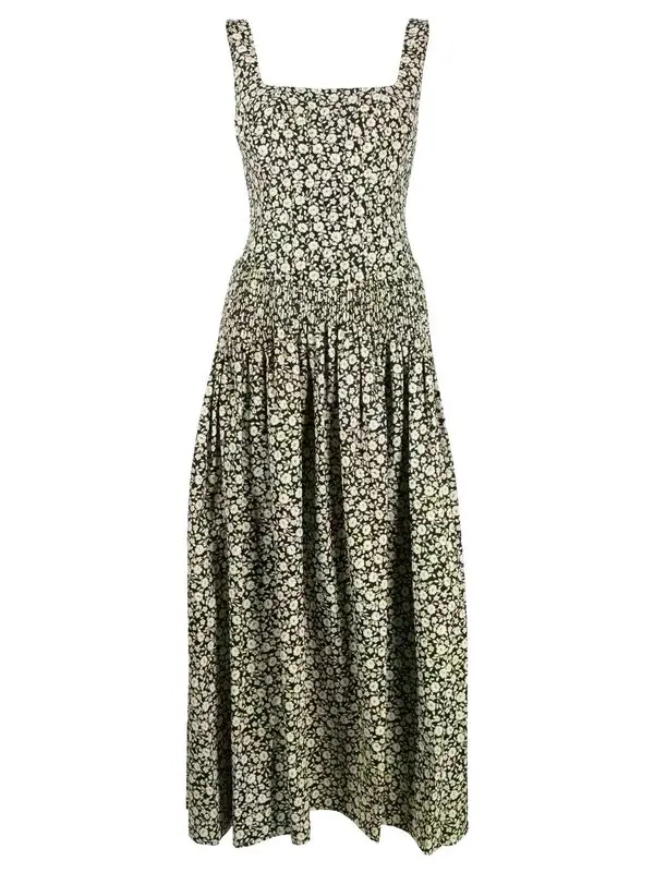 Tory Burch Floral-print Flared Dress - Neutrals