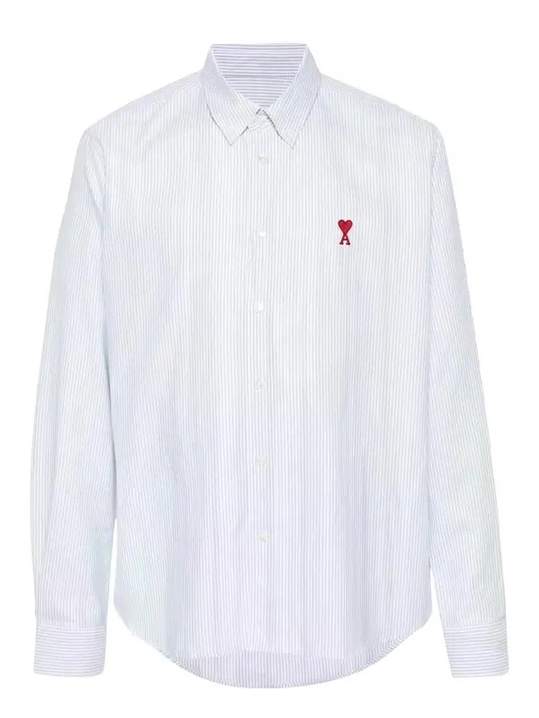 AMI Paris De Coeur Striped Shirt - Grey