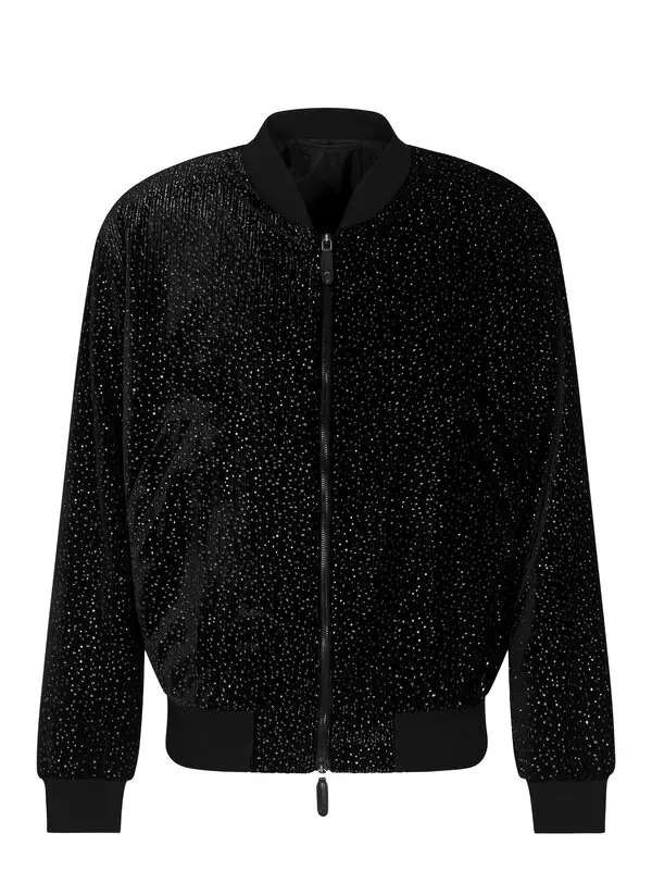 Giorgio Armani Lurex-pinstripe Velvet Blouson - Black