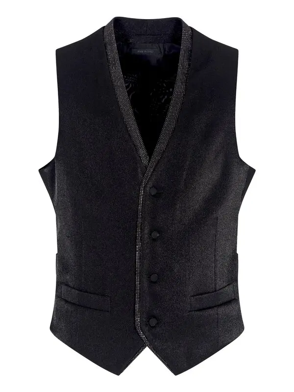 Giorgio Armani Single-breasted Rhinestone Waistcoat - Black