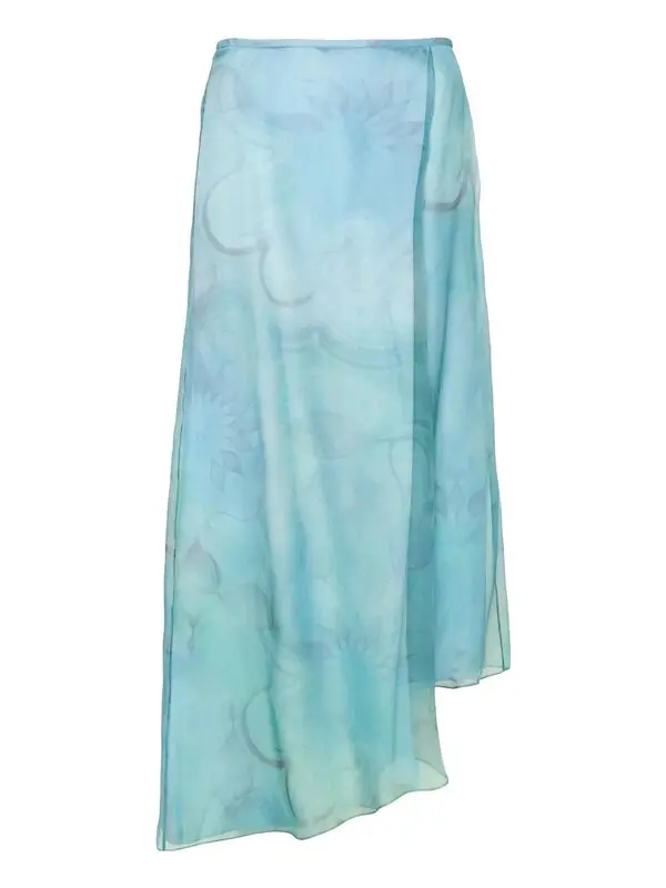 Giorgio Armani Floral-print Asymmetric Skirt - Blue