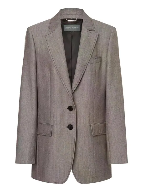 Alberta Ferretti Single-breasted Virgin Wool Blazer - Grey
