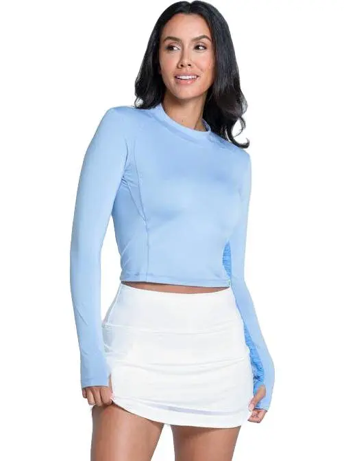 Lucky In Love Mock Neck Long Sleeve Top - Powder Blue