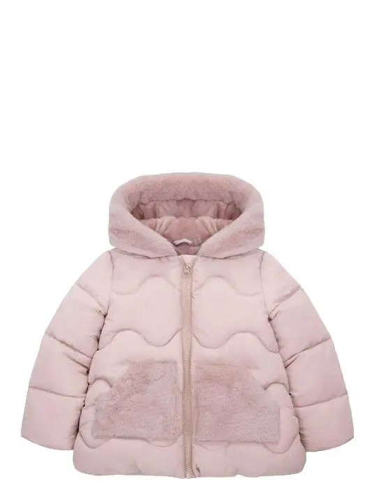 ROKKA&ROLLA Puffer Jacket With Fleece Lining And 3d Cartoon Ears - Pearl Pink
