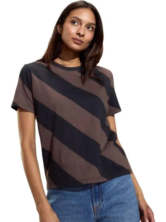 Cynthia Rowley Diagonal Stripe Tee - Black/brown