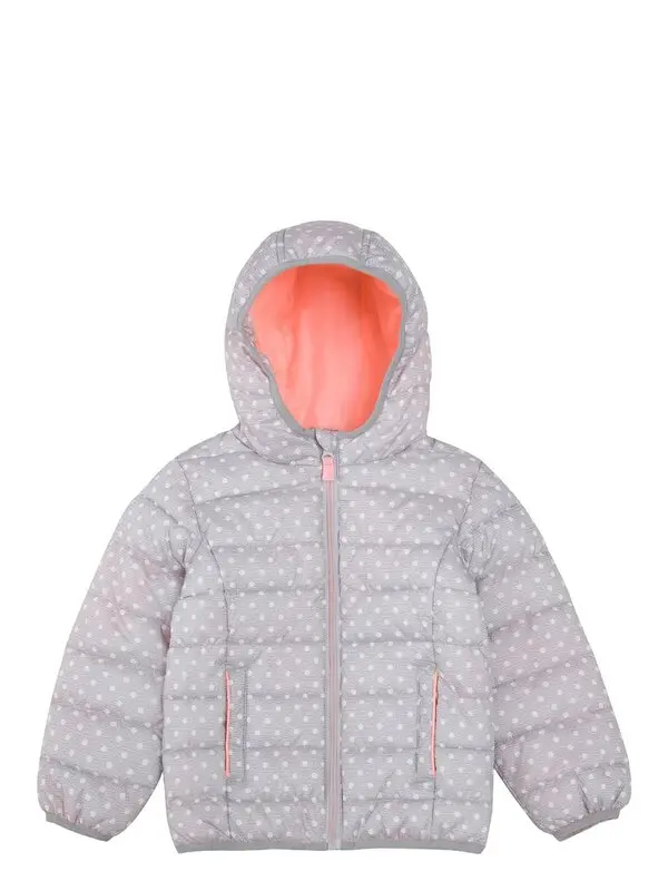 ROKKA&ROLLA Lightweight Puffer Jacket - Light Gray Polka Dot