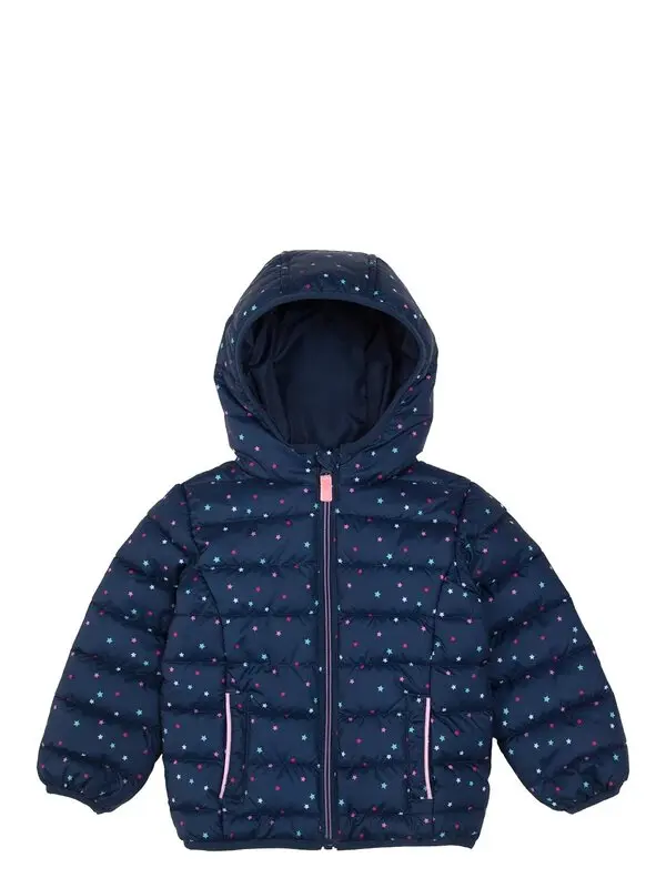 ROKKA&ROLLA Lightweight Puffer Jacket - Navy Stars