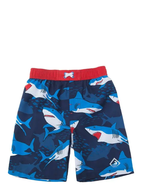 ROKKA&ROLLA Swim Trunks With Mesh Lining Upf 50 - Baby Blue Shark