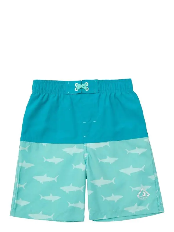 ROKKA&ROLLA Swim Trunks With Mesh Lining Upf 50 - Teal Blue Shark