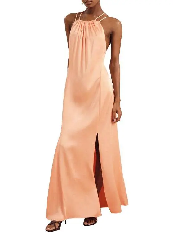 REISS Tallie Strappy Maxi Dress - Peach