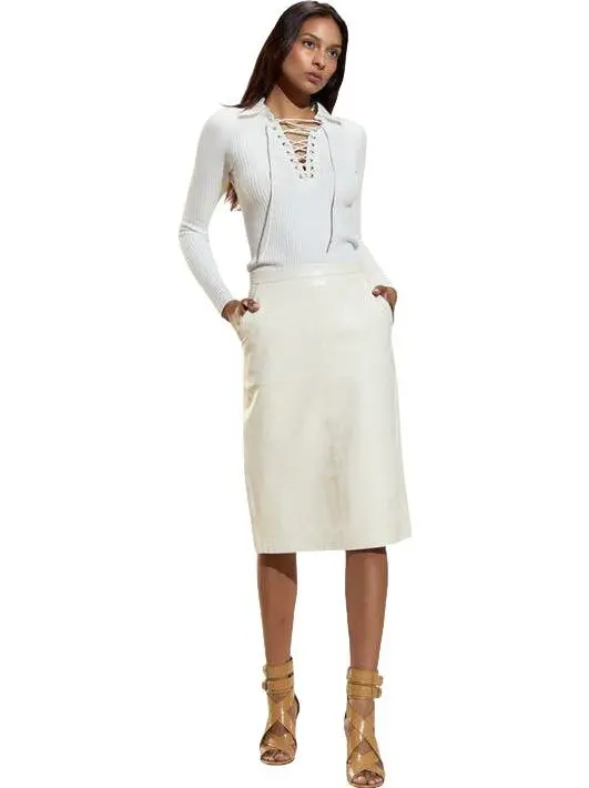 Cynthia Rowley Rib Knit Polo - White