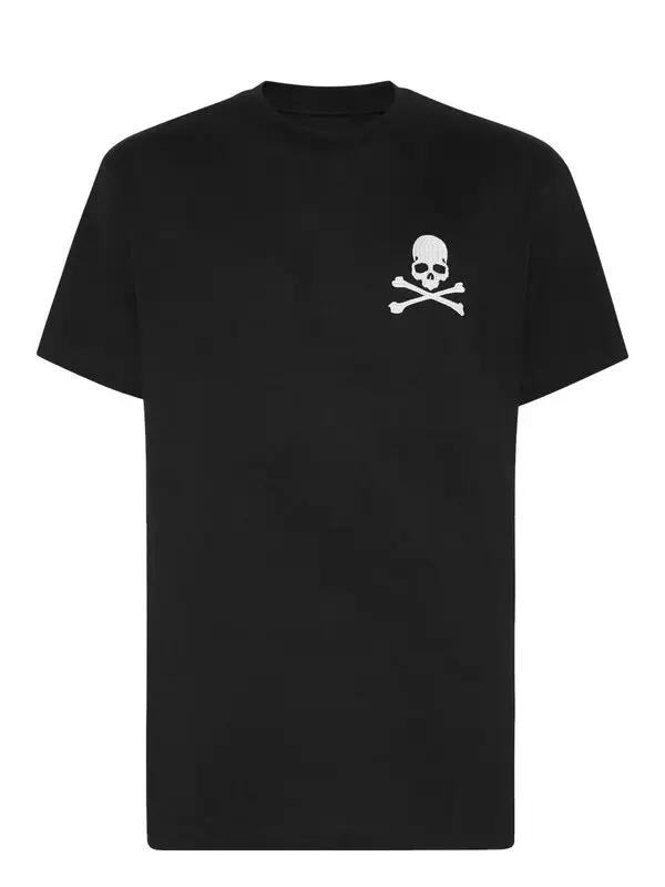 Philipp Plein Skull-embroidery Cotton T-shirt - Black